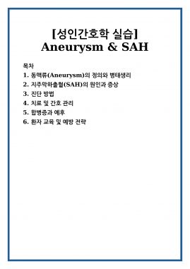 [성인간호학 실습] Aneurysm & SAH-1페이지