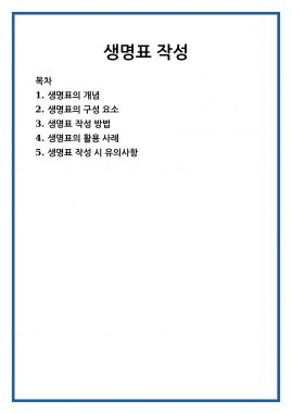 생명표 작성 레포트 자료-1페이지