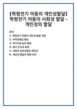 [학령전기 아동의 개인성발달] 학령전기 아동의 사회성 발달 - 개인성의 발달-1페이지