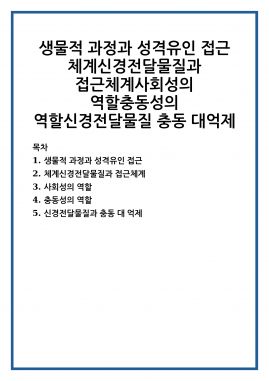 생물적 과정과 성격유인 접근 체계신경전달물질과 접근체계사회성의 역할충동성의 역할신경전달물질 충동 대억제-1페이지