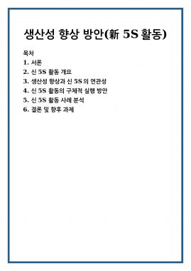 생산성 향상 방안(新 5S활동)-1페이지