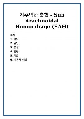 지주막하 출혈 - Sub Arachnoidal Hemorrhage (SAH)-1페이지