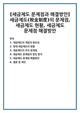 [세금제도 문제점과 해결방안] 세금제도(稅金制度)의 문제점, 세금제도 현황, 세금제도 문제점 해결방안-1페이지