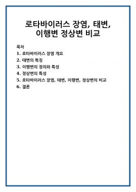 로타바이러스 장염, 태변, 이행변 정상변 비교-1페이지