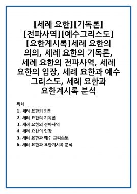 [세례 요한][기독론][전파사역][예수그리스도][요한계시록]세례 요한의 의의, 세례 요한의 기독론, 세례 요한의 전파사역, 세례 요한의 입장, 세례 요한과 예수 그리스도, 세례 요한과 요한계시록 분석-1페이지