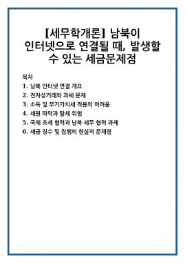 [세무학개론] 남북이 인터넷으로 연결될 때, 발생할 수 있는 세금문제점-1페이지