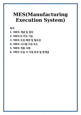 MES(Manufacturing Execution System)-1페이지