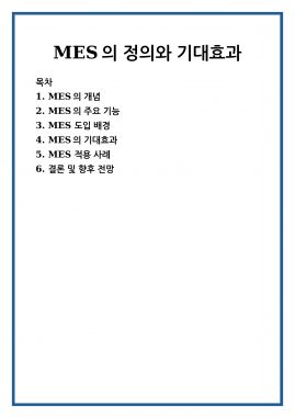 MES의 정의와 기대효과-1페이지