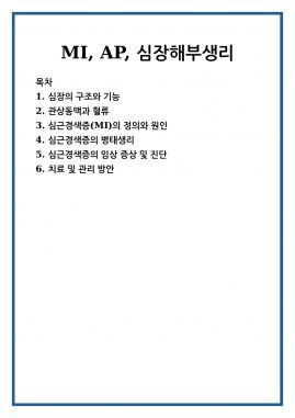 MI, AP, 심장해부생리-1페이지