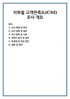 지하철 고객만족도(CSI) 조사 개요-1페이지