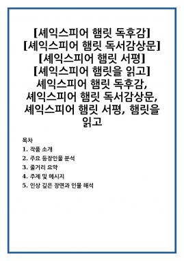 [셰익스피어 햄릿 독후감][셰익스피어 햄릿 독서감상문][셰익스피어 햄릿 서평][셰익스피어 햄릿을 읽고]셰익스피어 햄릿 독후감, 셰익스피어 햄릿 독서감상문, 셰익스피어 햄릿 서평, 햄릿을 읽고-1페이지
