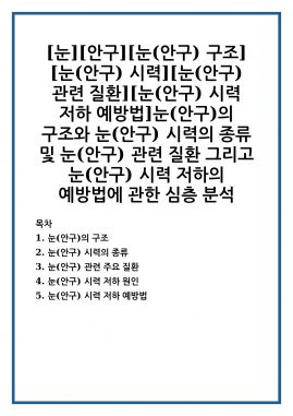 [눈][안구][눈(안구) 구조][눈(안구) 시력][눈(안구) 관련 질환][눈(안구) 시력 저하 예방법]눈(안구)의 구조와 눈(안구) 시력의 종류 및 눈(안구) 관련 질환 그리고 눈(안구) 시력 저하의 예방법에 관한 심층 분석-1페이지