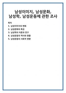 남성이미지, 남성문화, 남성학, 남성운동에 관한 조사-1페이지