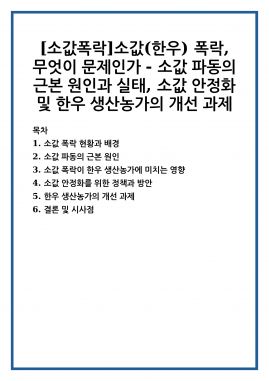 [소값폭락]소값(한우) 폭락, 무엇이 문제인가 - 소값 파동의 근본 원인과 실태, 소값 안정화 및 한우 생산농가의 개선 과제-1페이지