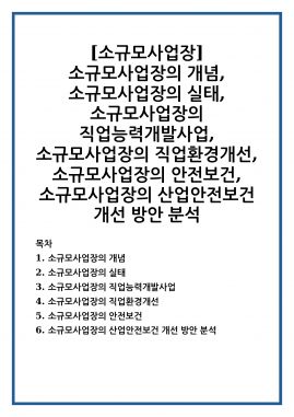 [소규모사업장]소규모사업장의 개념, 소규모사업장의 실태, 소규모사업장의 직업능력개발사업, 소규모사업장의 직업환경개선, 소규모사업장의 안전보건, 소규모사업장의 산업안전보건 개선 방안 분석-1페이지