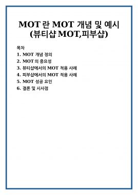 MOT란 MOT 개념 및 예시(뷰티샵MOT,피부샵)-1페이지