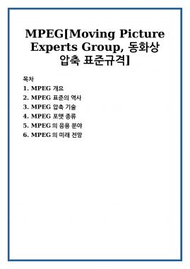 MPEG[Moving Picture Experts Group, 동화상 압축 표준규격]-1페이지