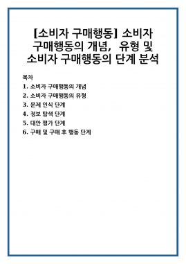 [소비자 구매행동] 소비자 구매행동의 개념,  유형 및 소비자 구매행동의 단계 분석-1페이지
