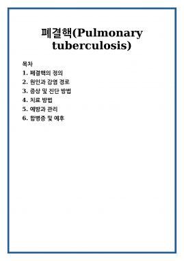 폐결핵(Pulmonary tuberculosis)-1페이지