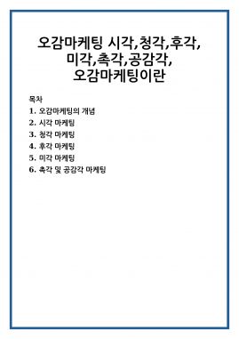 오감마케팅 시각,청각,후각,미각,촉각,공감각,오감마케팅이란-1페이지
