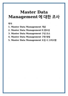 Master Data Management에 대한 조사-1페이지