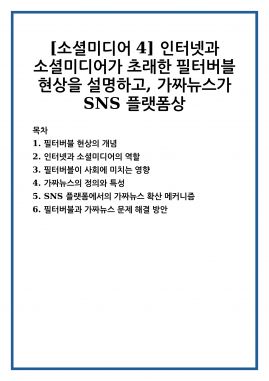 [소셜미디어 4] 인터넷과 소셜미디어가 초래한 필터버블 현상을 설명하고, 가짜뉴스가 SNS 플랫폼상-1페이지