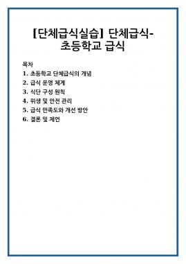 [단체급식실습] 단체급식-초등학교 급식-1페이지