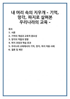 내 머리 속의 지우개 - 기억, 망각, 파지로 살펴본 우리나라의 교육 --1페이지