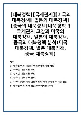 [대북정책][국제관계][미국의 대북정책][일본의 대북정책][중국의 대북정책]대북정책과 국제관계 고찰과 미국의 대북정책, 일본의 대북정책, 중국의 대북정책 분석(미국 대북정책, 일본 대북정책, 중국 대북정책)-1페이지