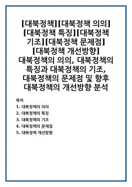 [대북정책][대북정책 의의][대북정책 특징][대북정책 기조][대북정책 문제점][대북정책 개선방향]대북정책의 의의, 대북정책의 특징과 대북정책의 기조, 대북정책의 문제점 및 향후 대북정책의 개선방향 분석-1페이지