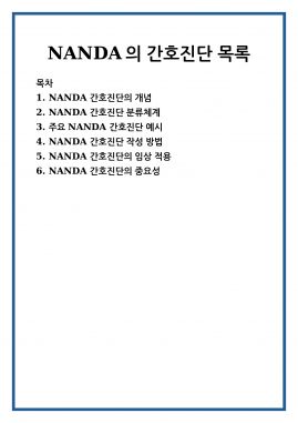 NANDA의 간호진단 목록-1페이지