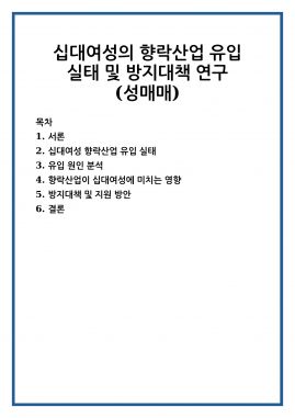 십대여성의 향락산업 유입 실태 및 방지대책 연구 (성매매)-1페이지