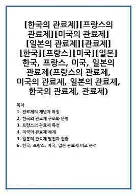[한국의 관료제][프랑스의 관료제][미국의 관료제][일본의 관료제][관료제][한국][프랑스][미국][일본]한국, 프랑스, 미국, 일본의 관료제(프랑스의 관료제, 미국의 관료제, 일본의 관료제, 한국의 관료제, 관료제)-1페이지