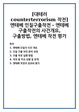 [대테러counterterrorism 작전] 엔테베 인질구출작전 - 엔테베 구출작전의 사건개요, 구출방법, 엔테베 작전 평가-1페이지