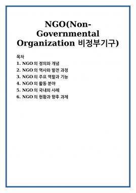 NGO(Non-Governmental Organization 비정부기구)-1페이지