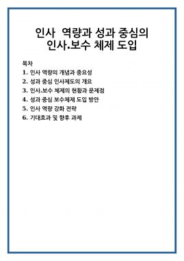 인사  역량과 성과 중심의 인사․보수 체제 도입-1페이지