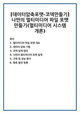 [데이터압축포맷-코덱만들기]나만의 멀티미디어 파일 포맷 만들기(멀티미디어 시스템 개론)-1페이지