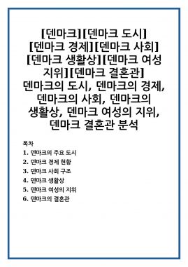 [덴마크][덴마크 도시][덴마크 경제][덴마크 사회][덴마크 생활상][덴마크 여성 지위][덴마크 결혼관]덴마크의 도시, 덴마크의 경제, 덴마크의 사회, 덴마크의 생활상, 덴마크 여성의 지위, 덴마크 결혼관 분석-1페이지
