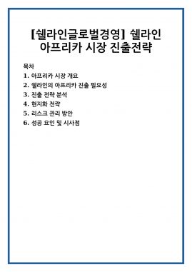 [쉘라인글로벌경영] 쉘라인 아프리카 시장 진출전략-1페이지