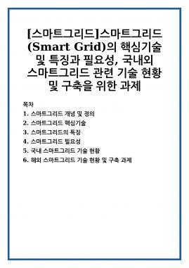 [스마트그리드]스마트그리드(Smart Grid)의 핵심기술 및 특징과 필요성, 국내외 스마트그리드 관련 기술 현황 및 구축을 위한 과제-1페이지
