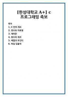 [한성대학교] c프로그래밍 족보-1페이지