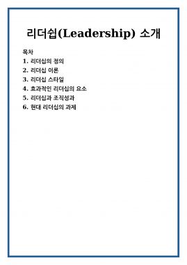 리더쉽(Leadership) 소개-1페이지