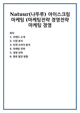 Natuur(나뚜루) 아이스크림 마케팅 (마케팅전략 경영전략 마케팅 경영-1페이지