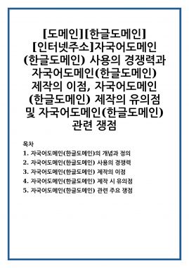 [도메인][한글도메인][인터넷주소]자국어도메인(한글도메인) 사용의 경쟁력과 자국어도메인(한글도메인) 제작의 이점, 자국어도메인(한글도메인) 제작의 유의점 및 자국어도메인(한글도메인) 관련 쟁점-1페이지