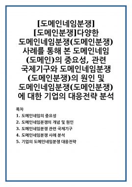 [도메인네임분쟁][도메인분쟁]다양한 도메인네임분쟁(도메인분쟁) 사례를 통해 본 도메인네임(도메인)의 중요성, 관련 국제기구와 도메인네임분쟁(도메인분쟁)의 원인 및 도메인네임분쟁(도메인분쟁)에 대한 기업의 대응전략 분석-1페이지