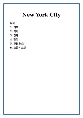 New York City 레포트 자료-1페이지