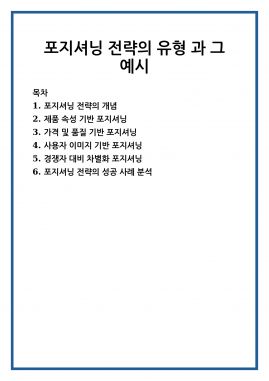 포지셔닝 전략의 유형 과 그 예시-1페이지