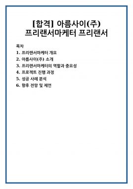 [합격] 아름사이(주) 프리랜서마케터 프리랜서-1페이지