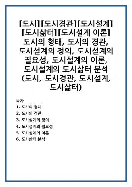 [도시][도시경관][도시설계][도시삶터][도시설계 이론]도시의 형태, 도시의 경관, 도시설계의 정의, 도시설계의 필요성, 도시설계의 이론, 도시설계의 도시삶터 분석(도시, 도시경관, 도시설계, 도시삶터)-1페이지