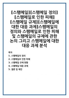[스팸메일][스팸메일 정의][스팸메일로 인한 피해][스팸메일 규제][스팸메일에 대한 대응 과제]스팸메일의 정의와 스팸메일로 인한 피해 및 스팸메일의 규제에 관한 논의 그리고 스팸메일에 대한 대응 과제 분석-1페이지